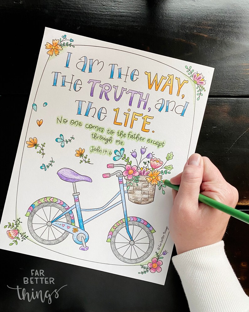 Bible Verse Coloring Page - John 14:6 - Printable Digital Download ...