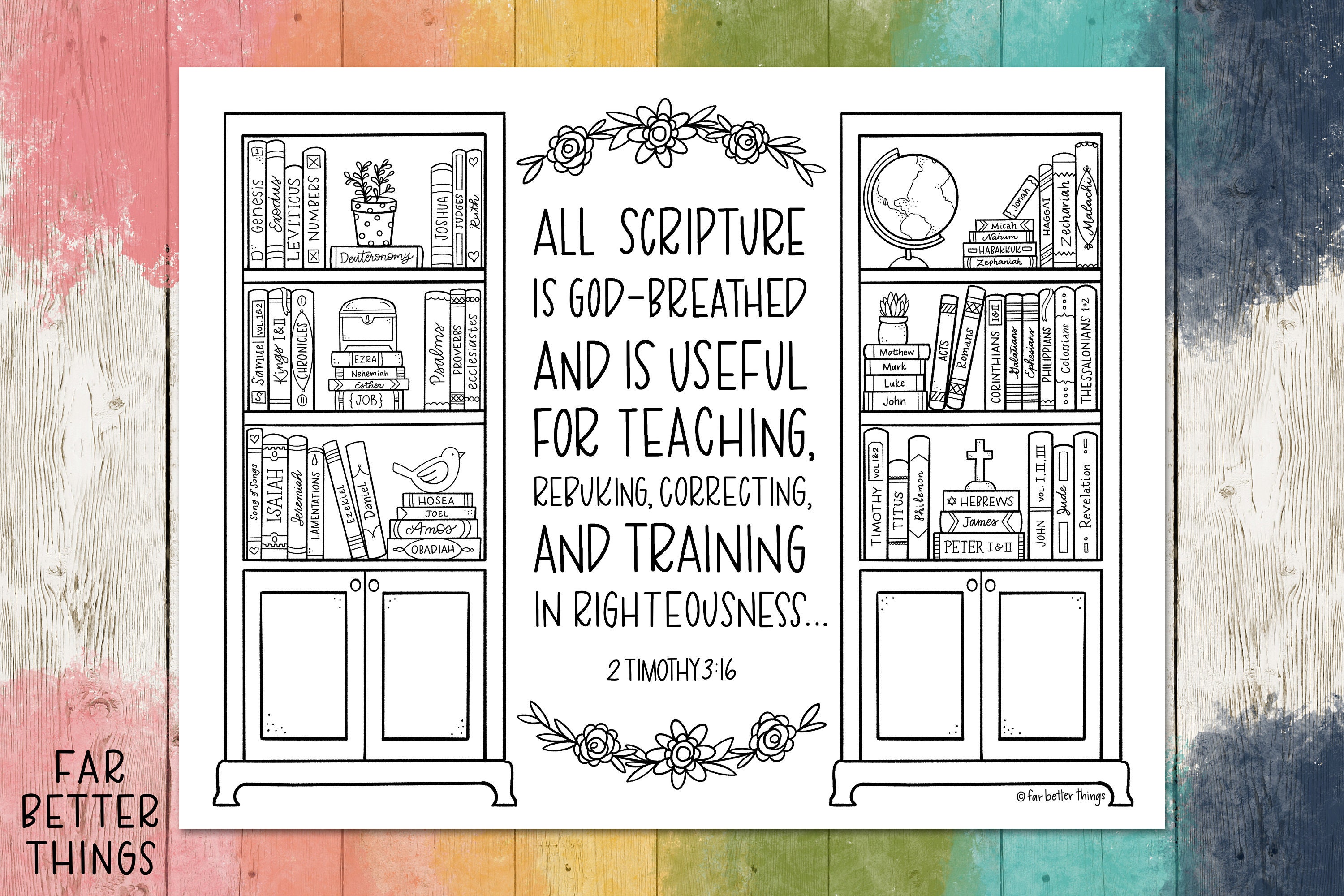 Bible Verse Coloring Page - 2 Timothy 3:16 - Printable Digital Download ...