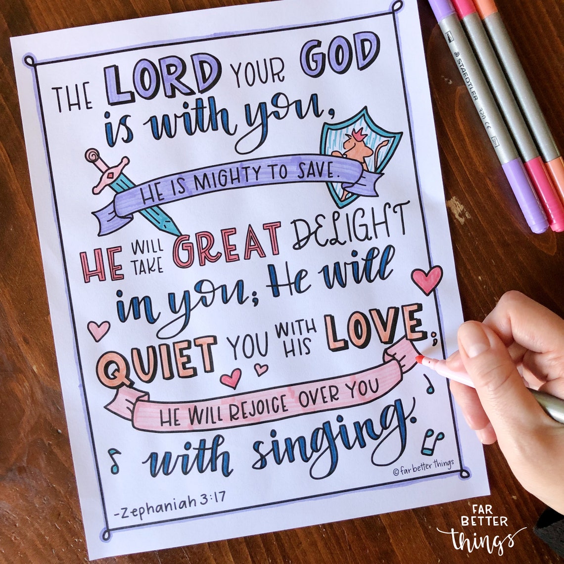 Bible Verse Coloring Page - Zephaniah 3:17 - Printable Bible Coloring ...