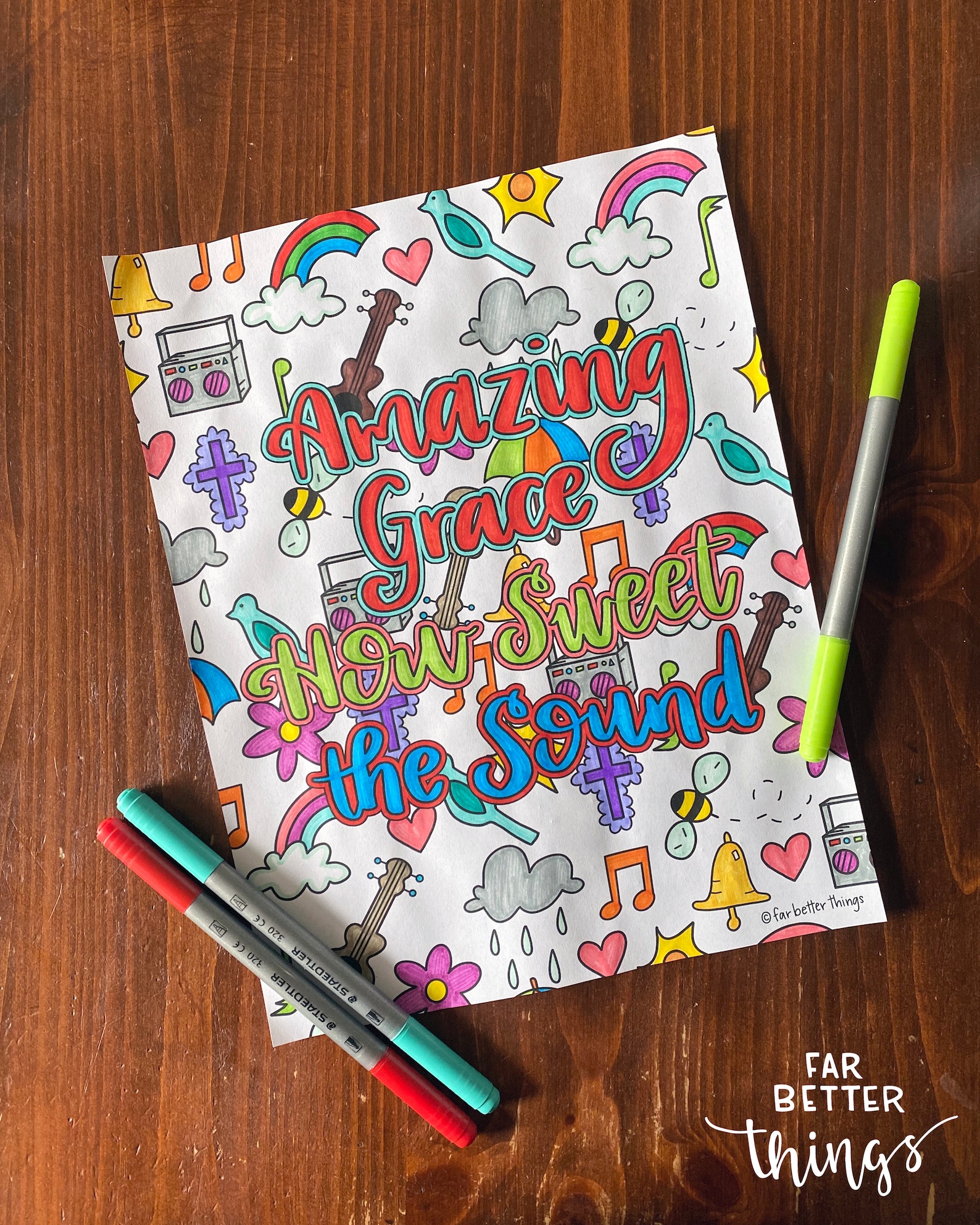 Hymn Coloring Page Amazing Grace Printable Hymn Coloring Page ...