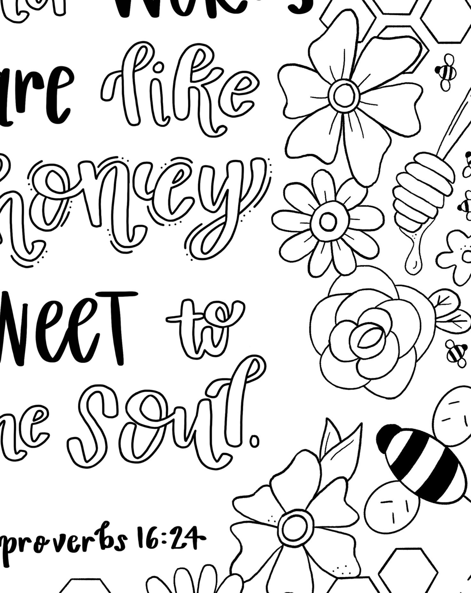Bible Verse Coloring Page Proverbs 16:24 Printable - Etsy Australia