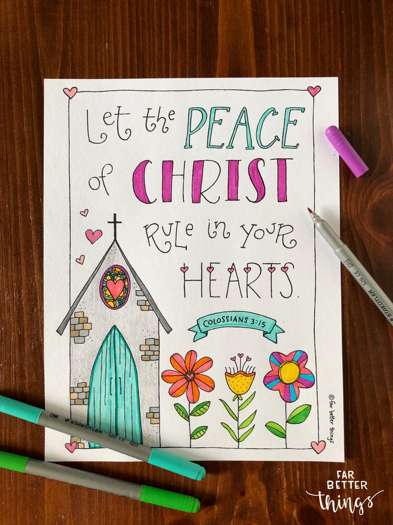 Bible Verse Coloring Page - Colossians 3:15 - Printable Bible Coloring ...