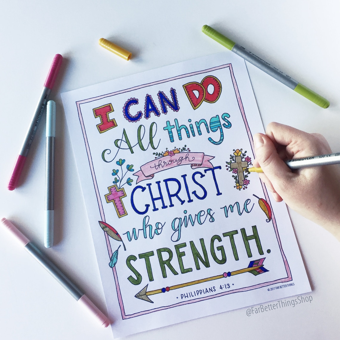 Bible Verse Coloring Page Philippians 4:13 Printable | Etsy
