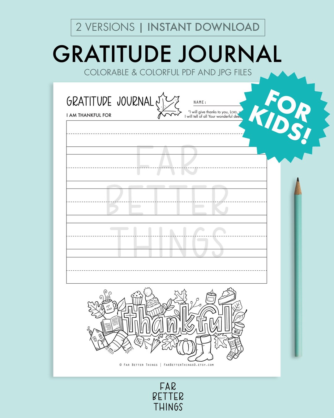 Christian Kids Gratitude Journal Printable, Christian Gratitude ...