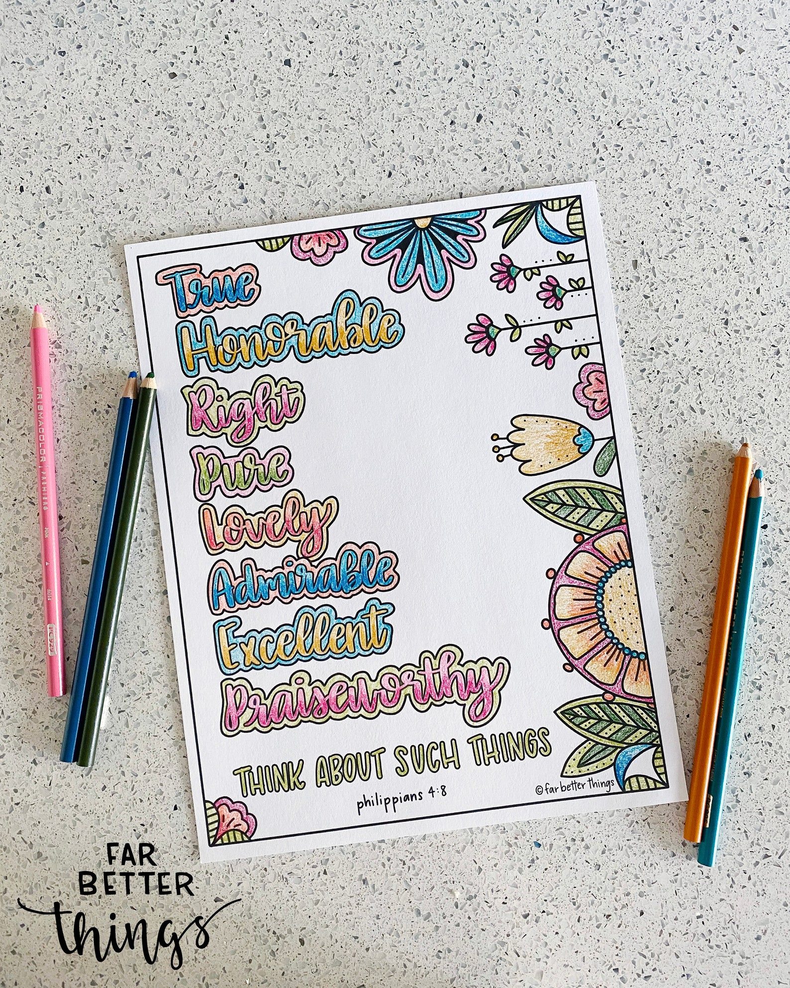 Bible Verse Coloring Page - Philippians 4:8 - Printable Bible Coloring ...