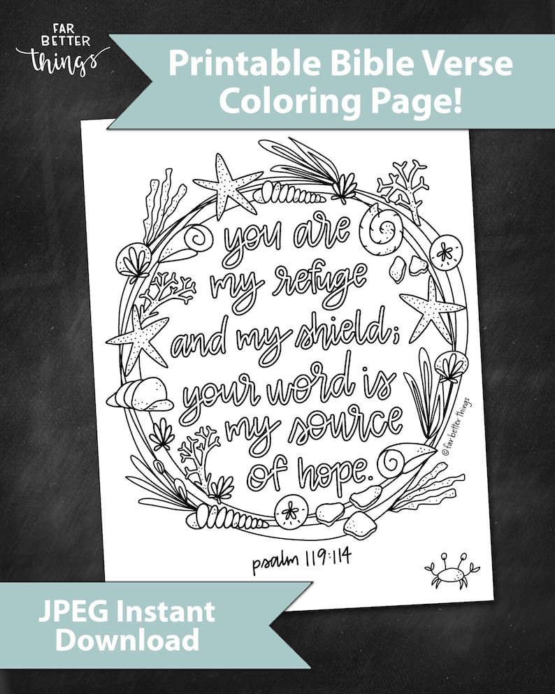 Bible Verse Coloring Page Psalm 119:114 Printable Coloring Page, Bible ...