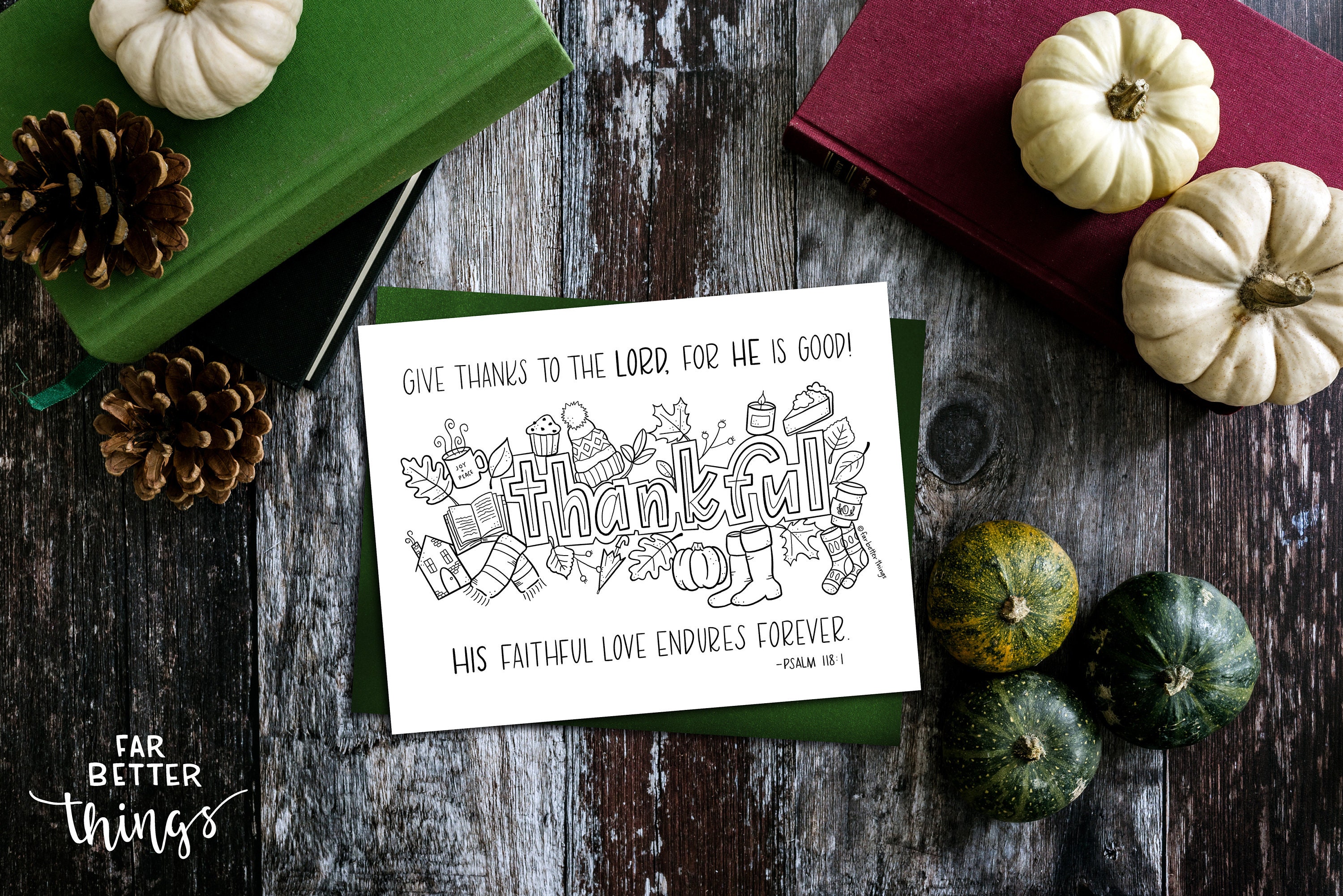 Bible Verse Coloring Page - Psalm 118:1 - Thankful Printable Coloring ...