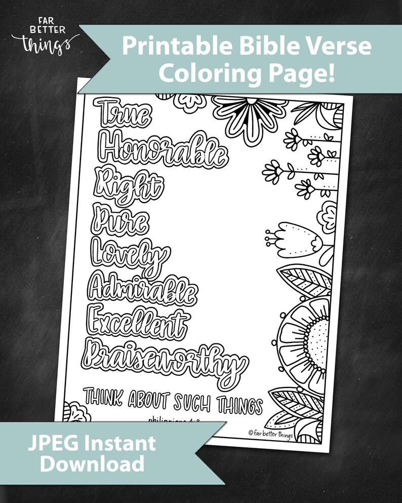 Bible Verse Coloring Page - Philippians 4:8 - Printable Bible Coloring ...