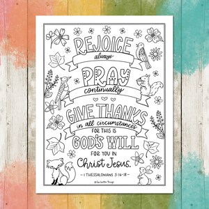 Bible Verse Coloring Page - I Thessalonians 5:16-18 - Printable Digital ...