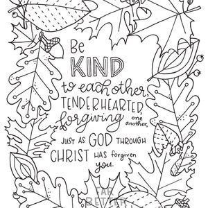 Bible Verse Coloring Page - Ephesians 4:32 - Printable Digital Download ...