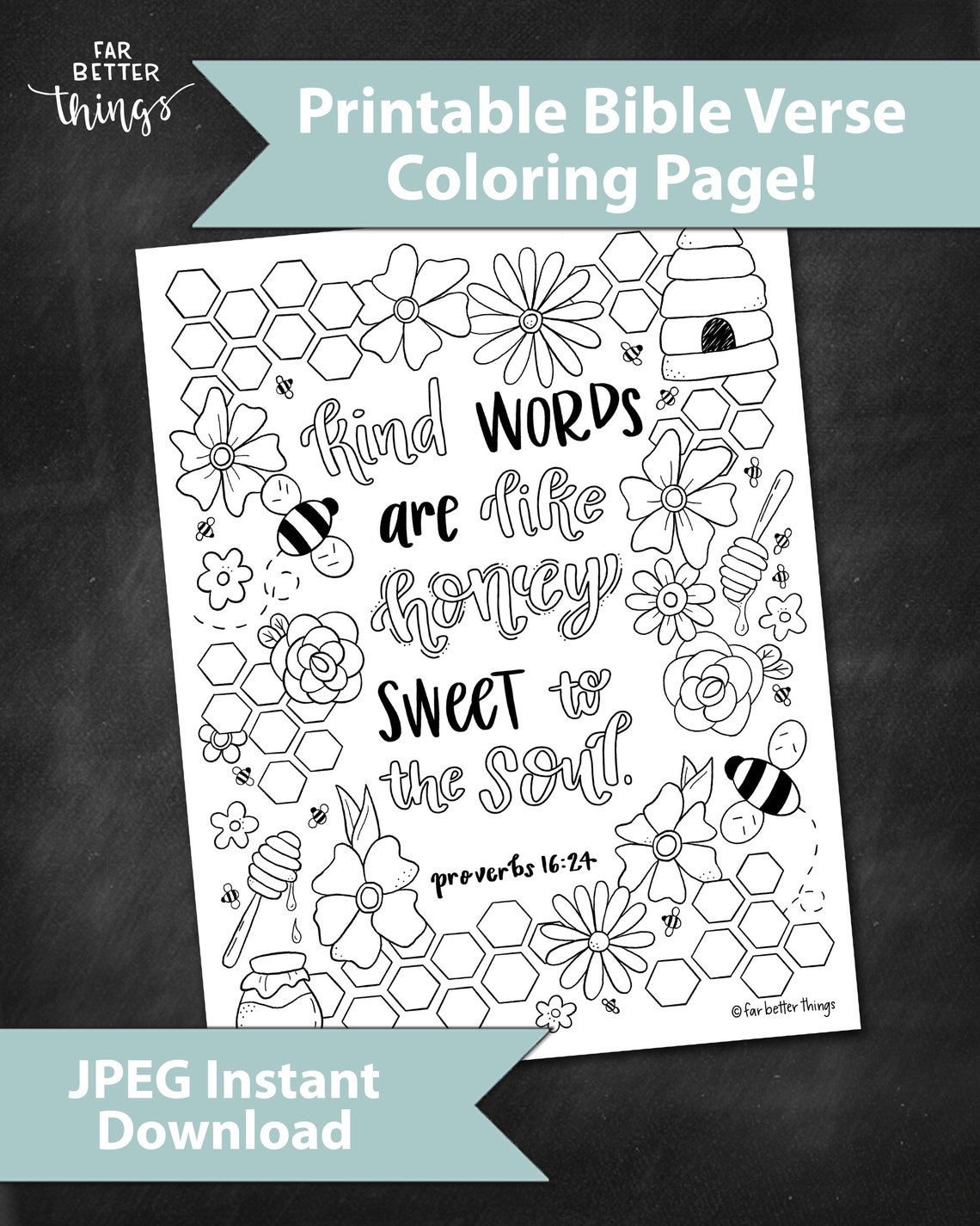 Bible Verse Coloring Page Proverbs 16:24 Printable - Etsy