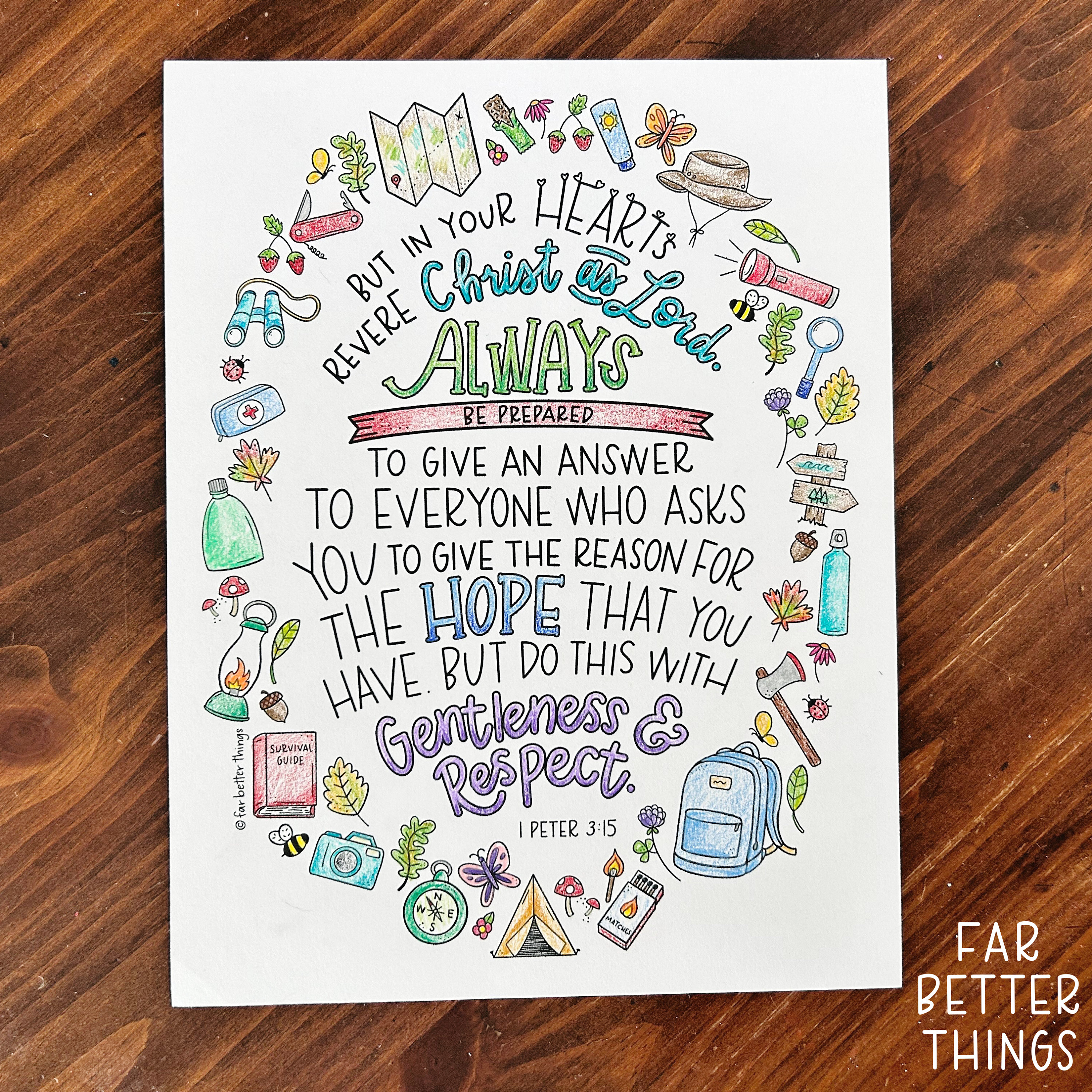 Bible Verse Coloring Page - I Peter 3:15 - Printable Digital Download ...