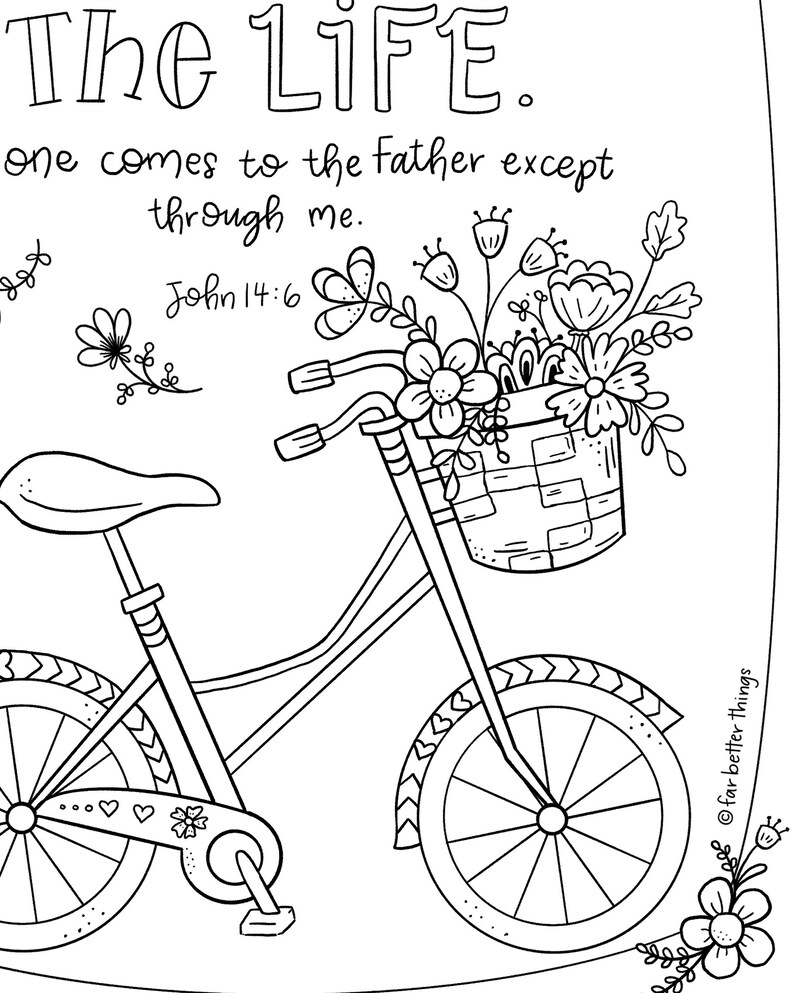 Bible Verse Coloring Page John 14:6 Printable Digital - Etsy