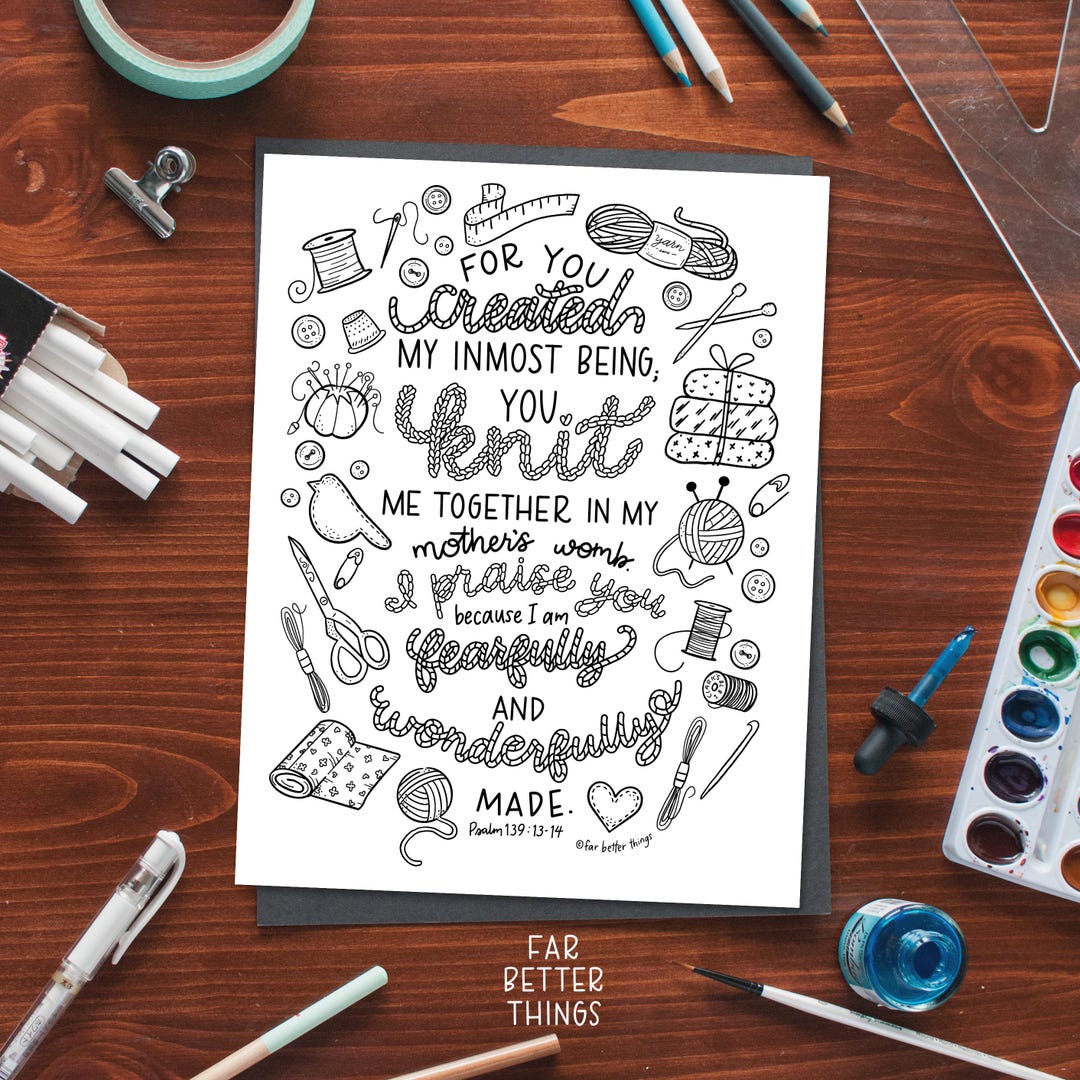 Bible Verse Coloring Page - Psalm 139 - Printable Digital Download ...