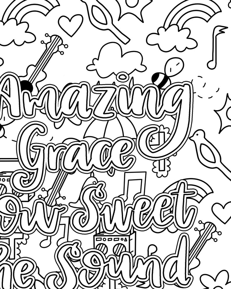 Hymn Coloring Page - Amazing Grace - Printable Hymn Coloring Page ...