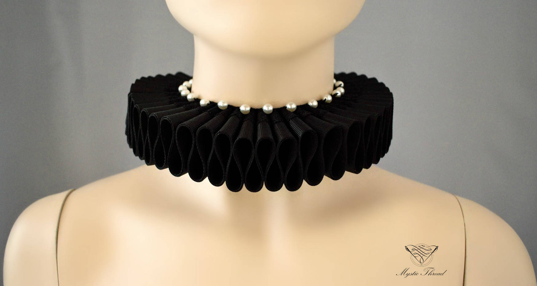 Black Elizabethan Renaissance Ruff Neck Collar Decorated With | Etsy