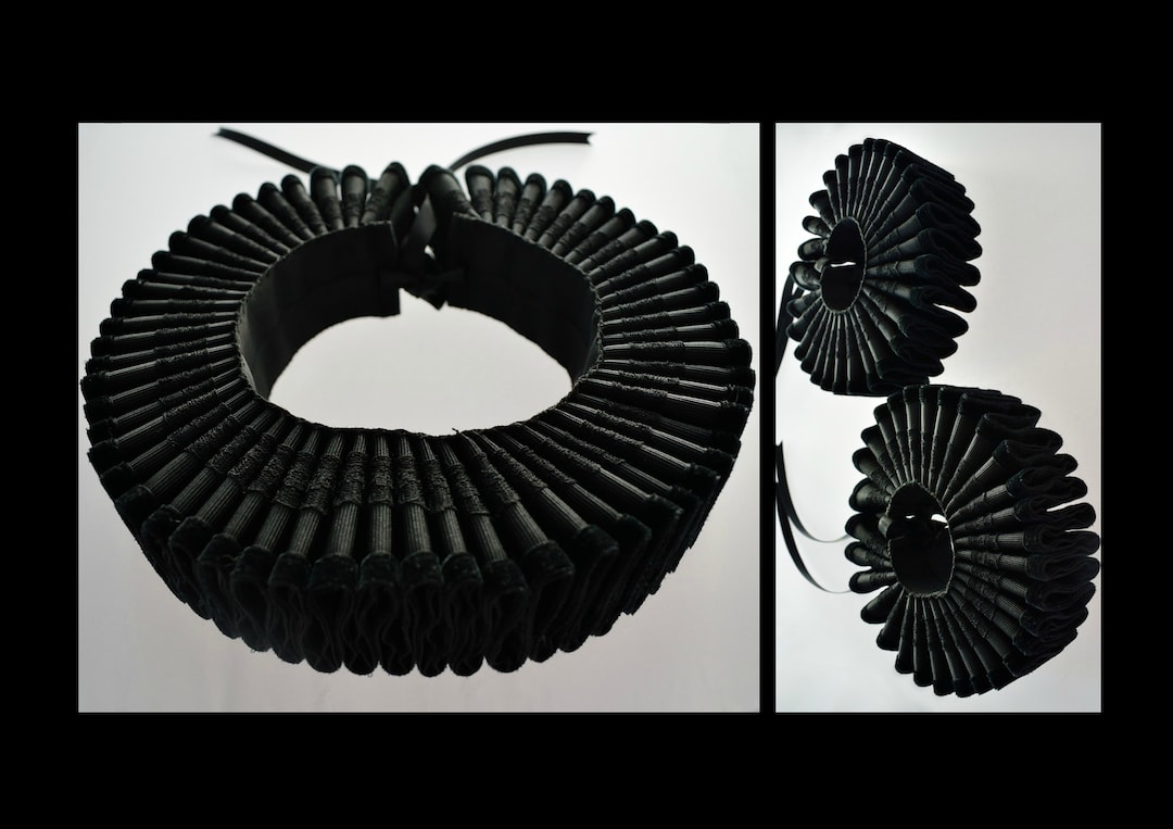 Black Elizabethan Rennaisance Medieval Neck Collar & Wrist Cuffs ...