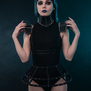 Black Gothic Punk Shoulder Pads Decorated With Silver Spikes - Etsy