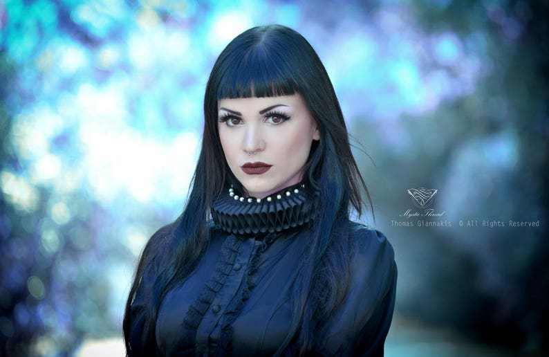 Black Elizabethan Renaissance Ruff Neck Collar Decorated With | Etsy