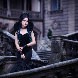 Black Lace Gothic Victorian Queen Neck Collar With Filigree Stampings ...