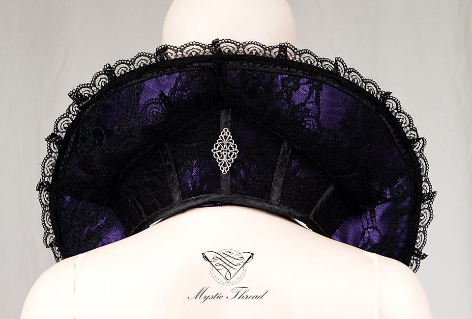 Purple Satin or Taffeta Fabric and Black Lace Gothic Victorian Vampire ...