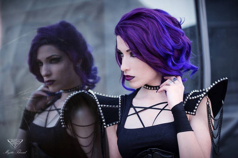 Black Gothic Punk Choker/shoulder Pads Decorated With Spikes and ...