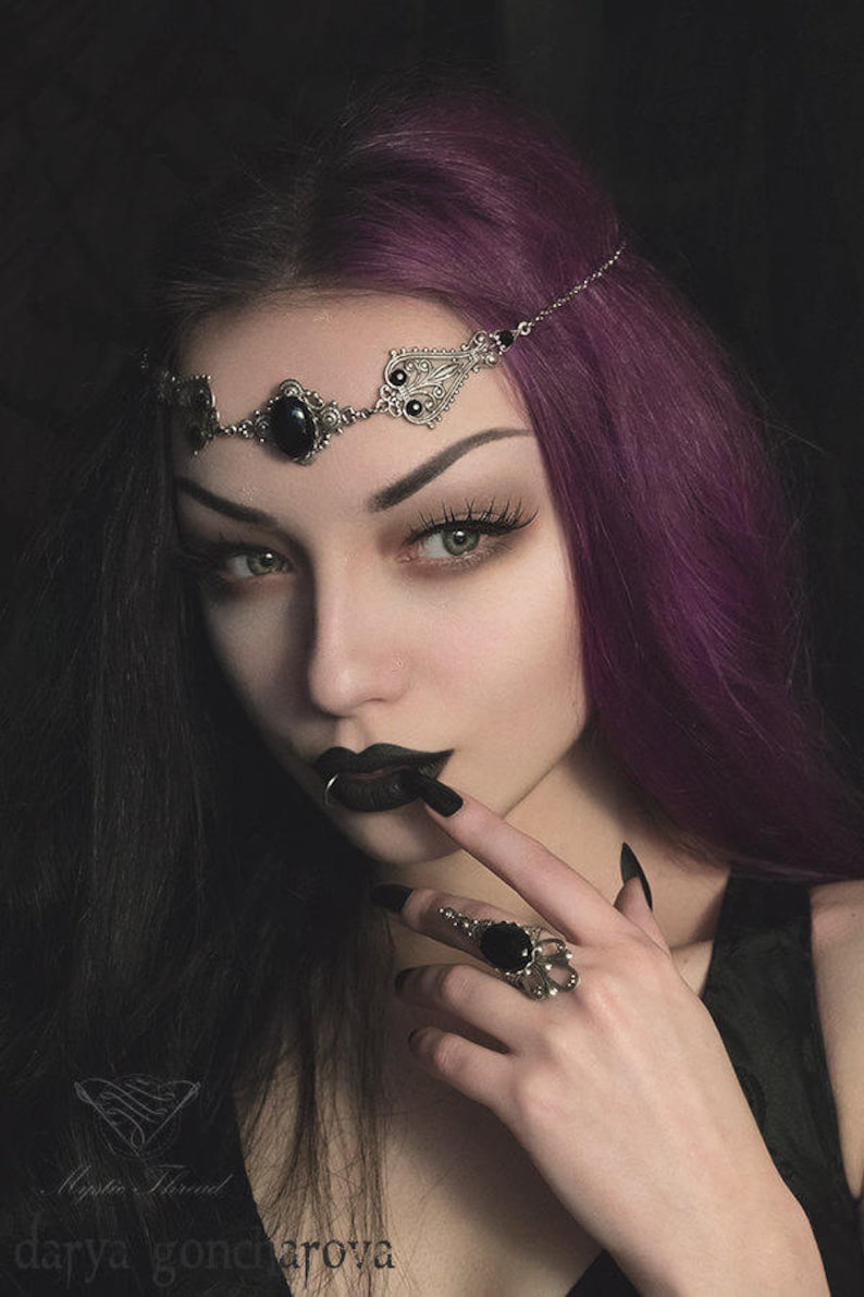 Black Agate Gem Gothic Victorian Circlet - Etsy New Zealand