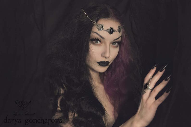 Black Agate Gem Gothic Victorian Circlet - Etsy New Zealand