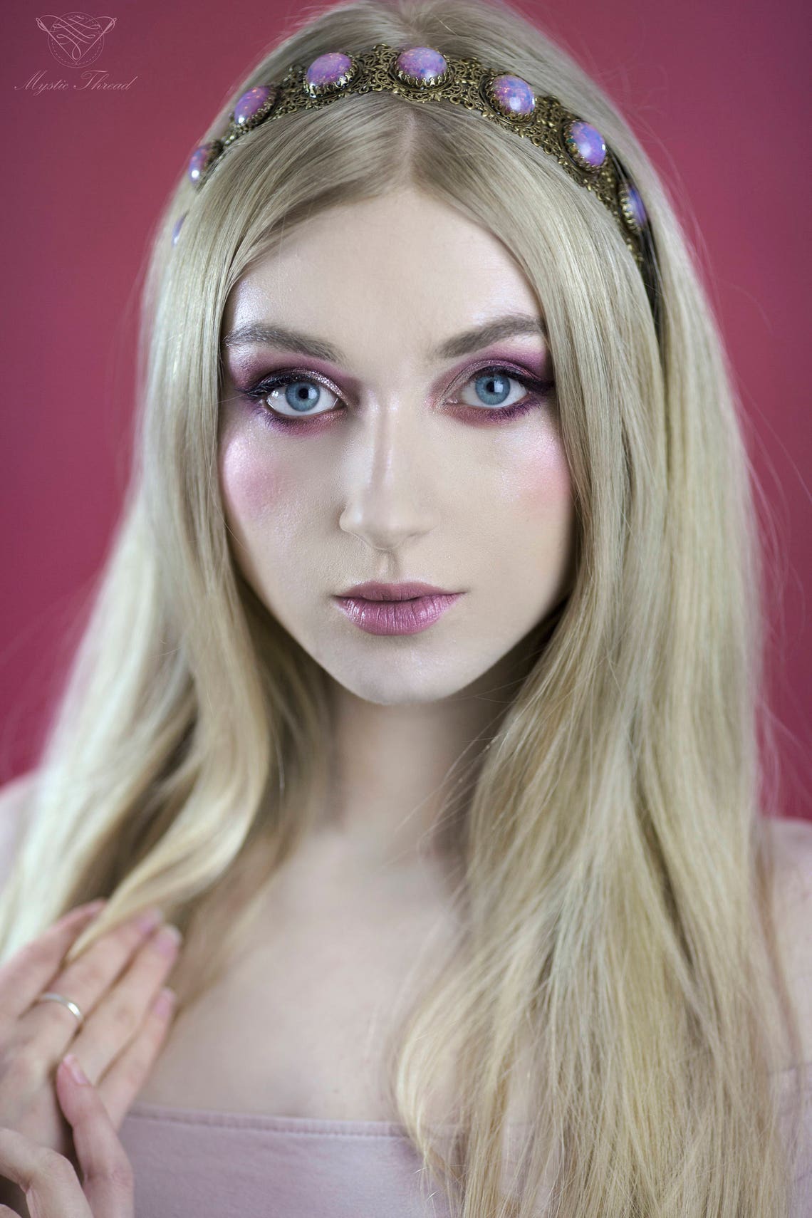 Pink Fire Gems Gothic Victorian Medieval Renaissance Wedding Bridal ...