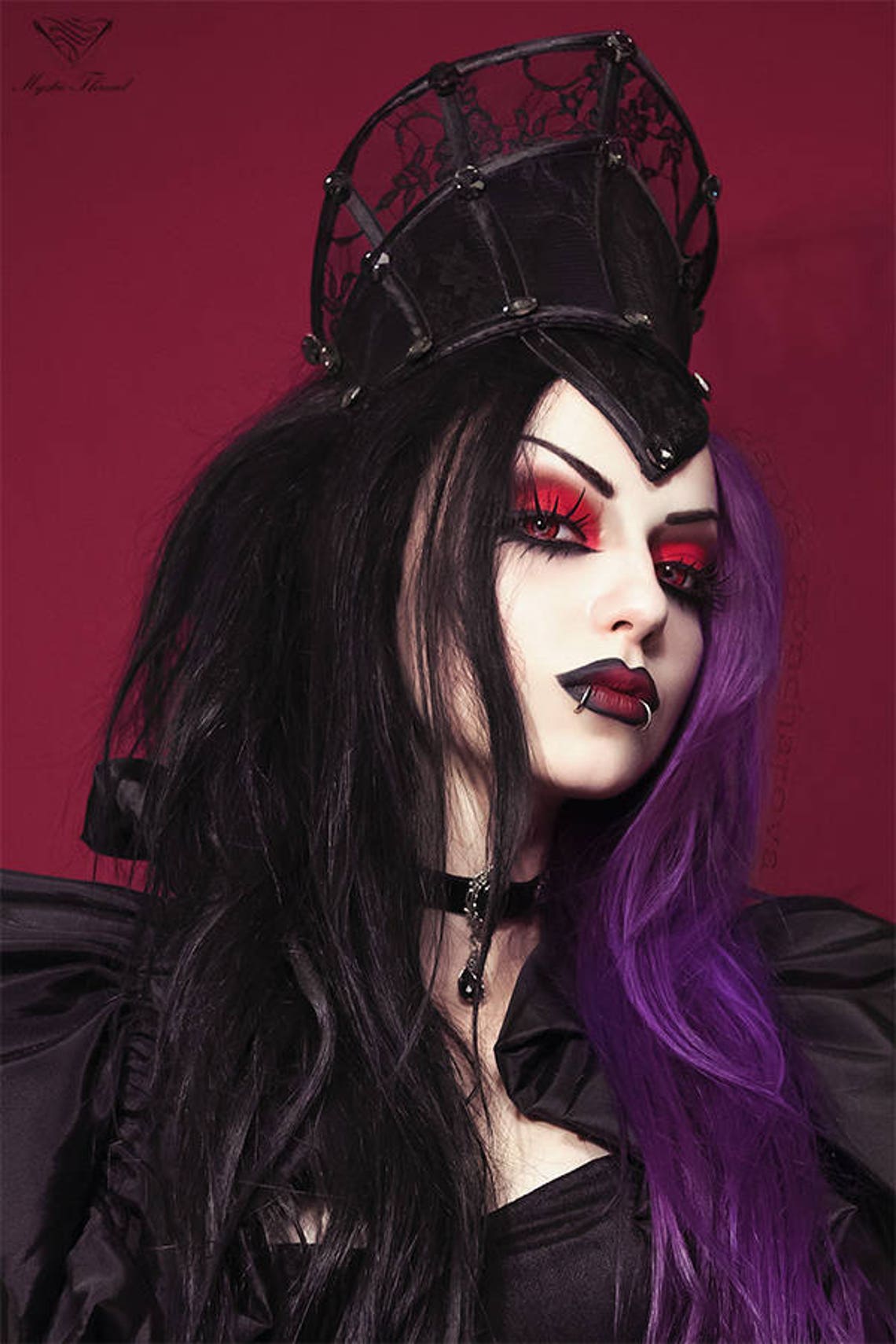 Black Lace Gothic Victorian Queen Crown Decorated With | Etsy