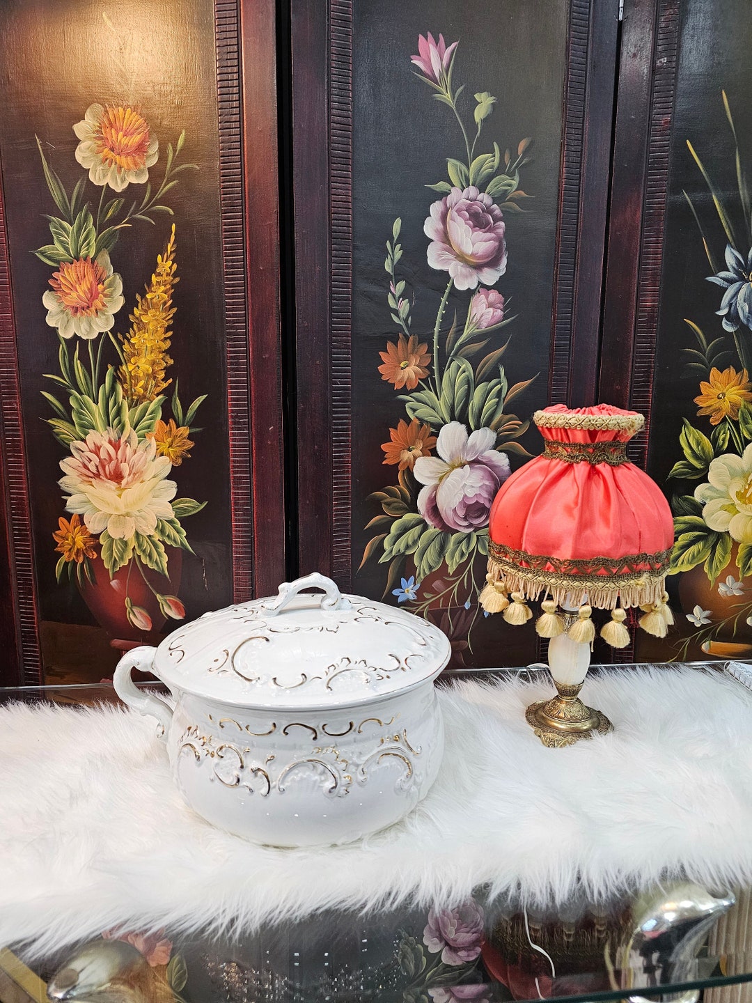 White and Gold Chamber Pot 1800's. Chamber Pot Commode - Etsy