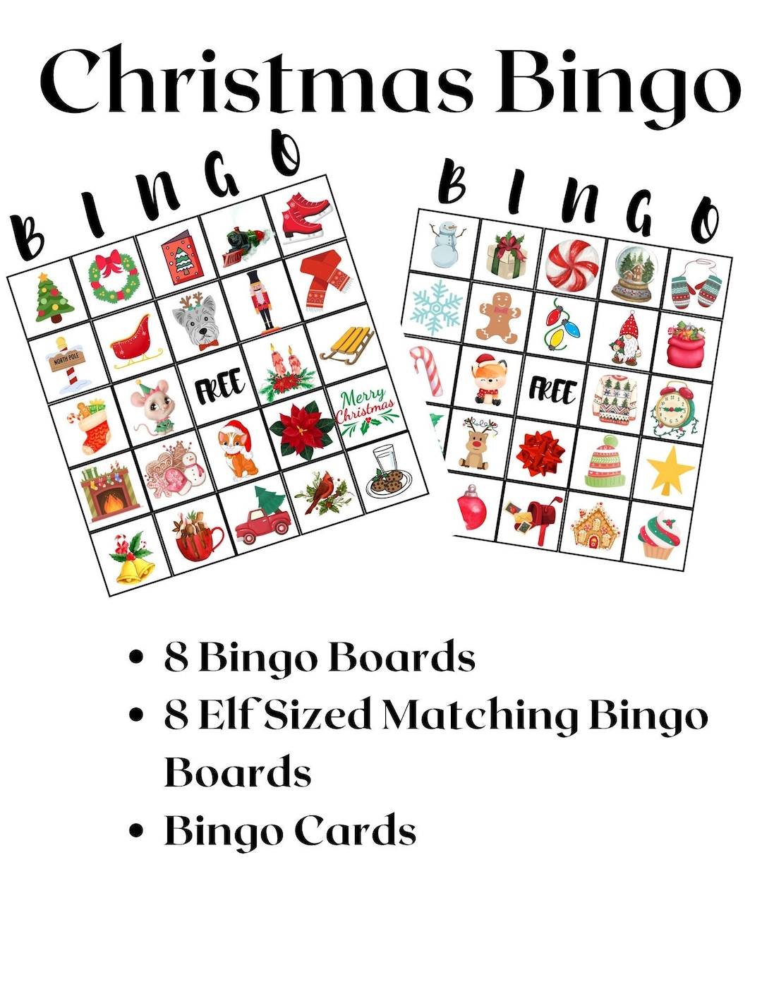 Christmas Picture Bingo With Elf Bingo Boards - Etsy