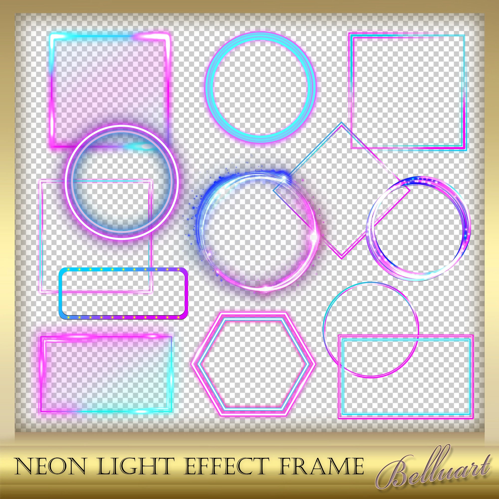 Neon Light Effect Frame Neon Frame Light Frame Neon - Etsy