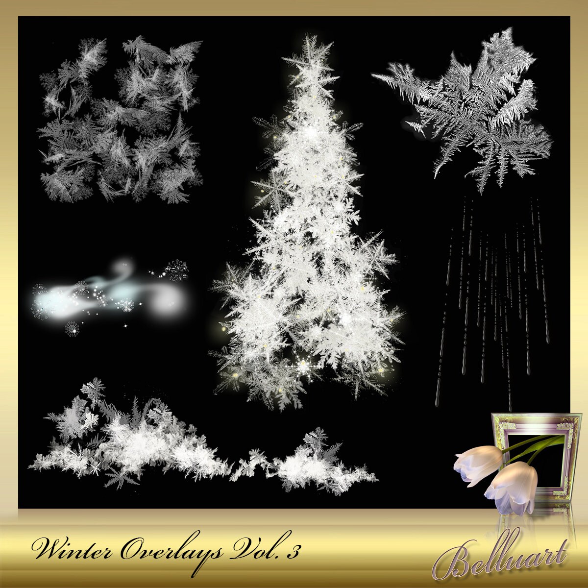 7 Winter Overlays Vol. 3 Frost Digital Overlays Snowflakes | Etsy