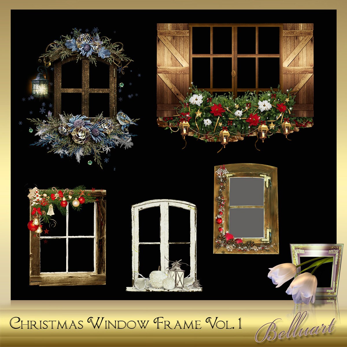 10 Christmas Window Frames Vol. 1 Window Photo Frame - Etsy