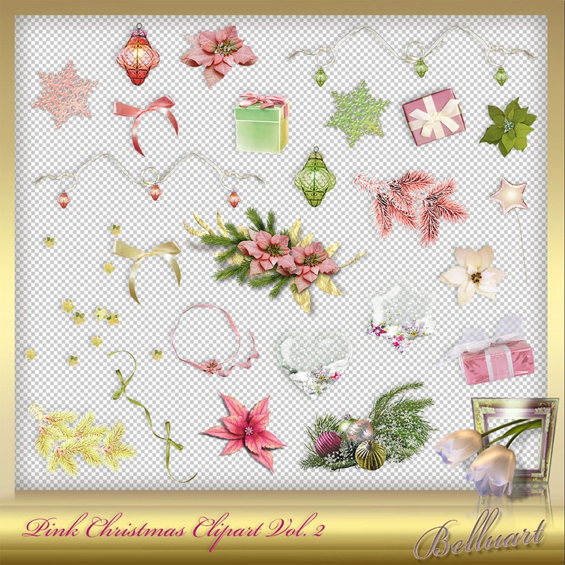 25 Shabby Chic Christmas Clip Art Vol. 2 Christmas Clipart - Etsy