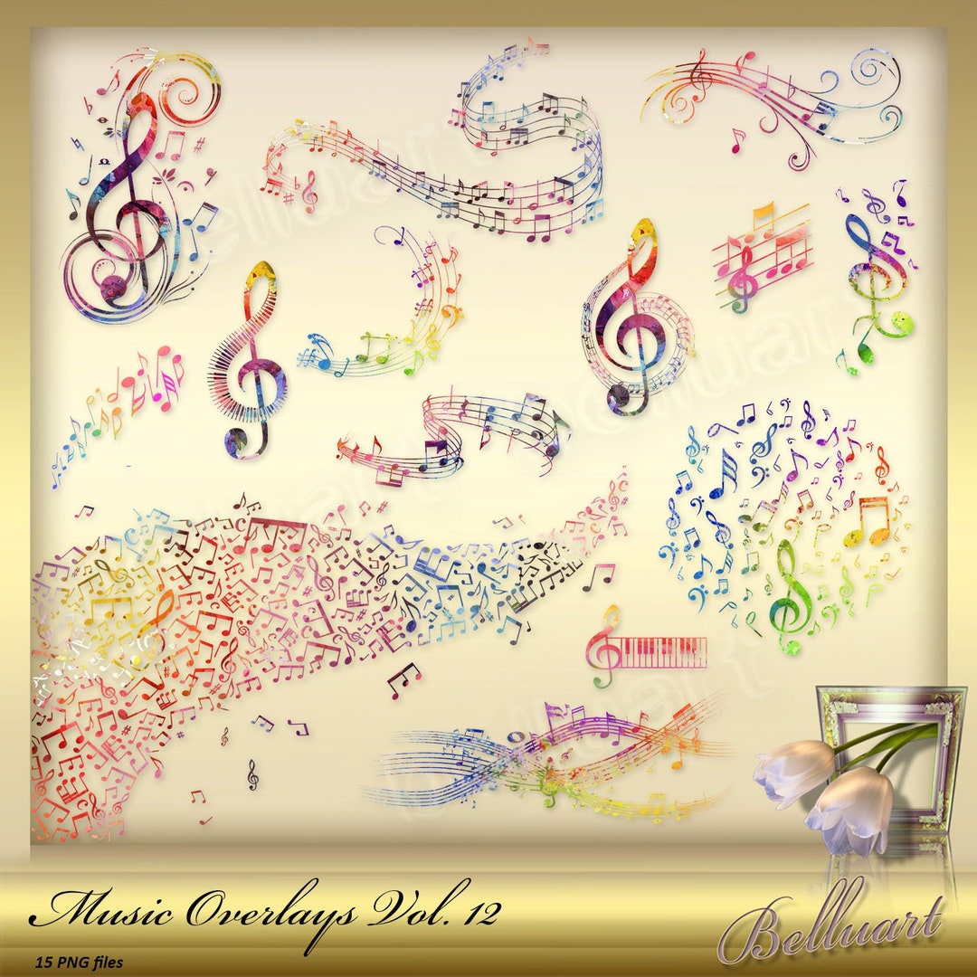 15 Music Overlays Vol. 12 Music Note Clip Art Colorful - Etsy UK