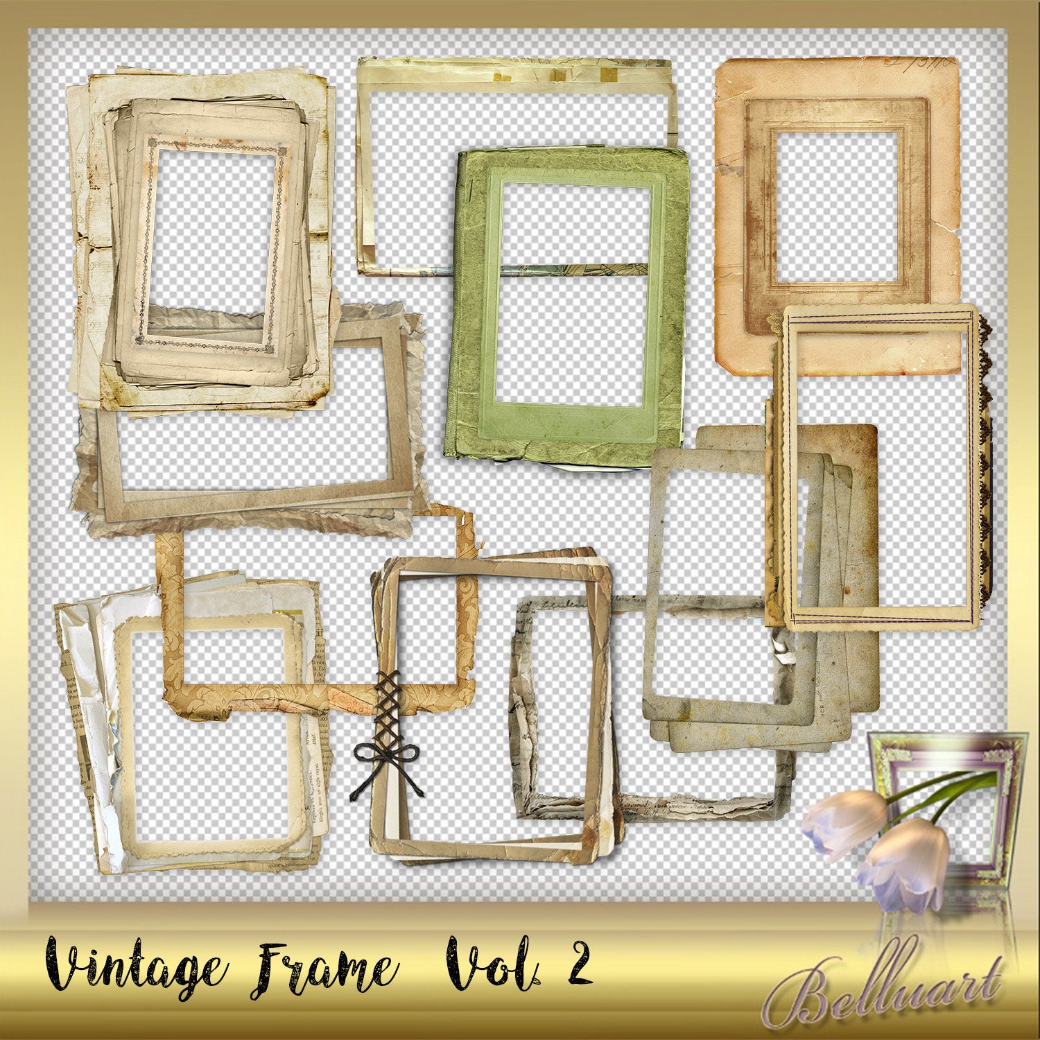 15 VINTAGE Photo Frames Vol. 2 Vintage Frame Photoshop | Etsy