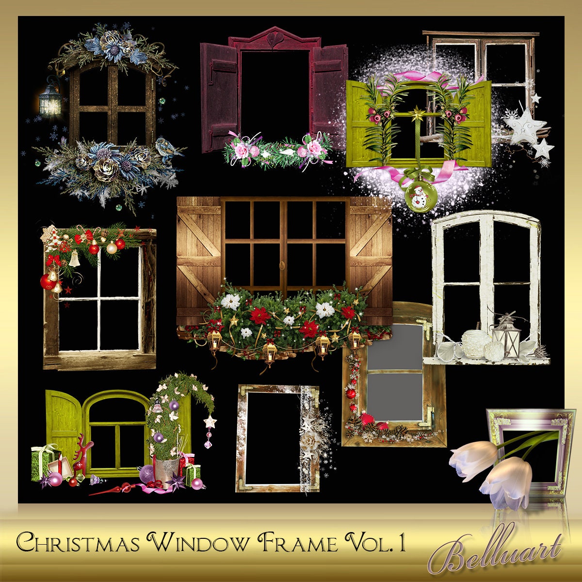 10 Christmas Window Frames Vol. 1 Window Photo Frame - Etsy