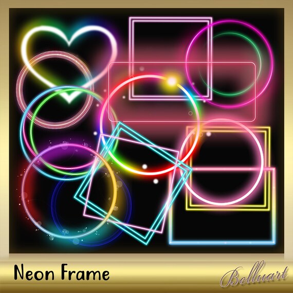 12 Neon Frames Neon Frame Light Frame Neon Effects | Etsy