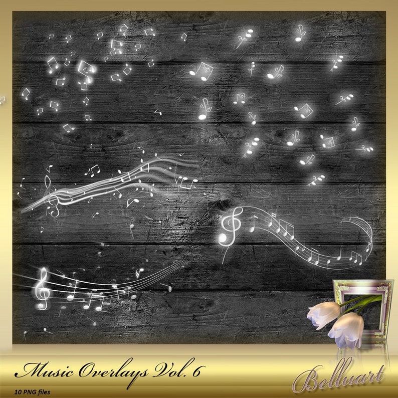 10 Music Overlays Vol. 6 Music Note Clip Art White Musical - Etsy