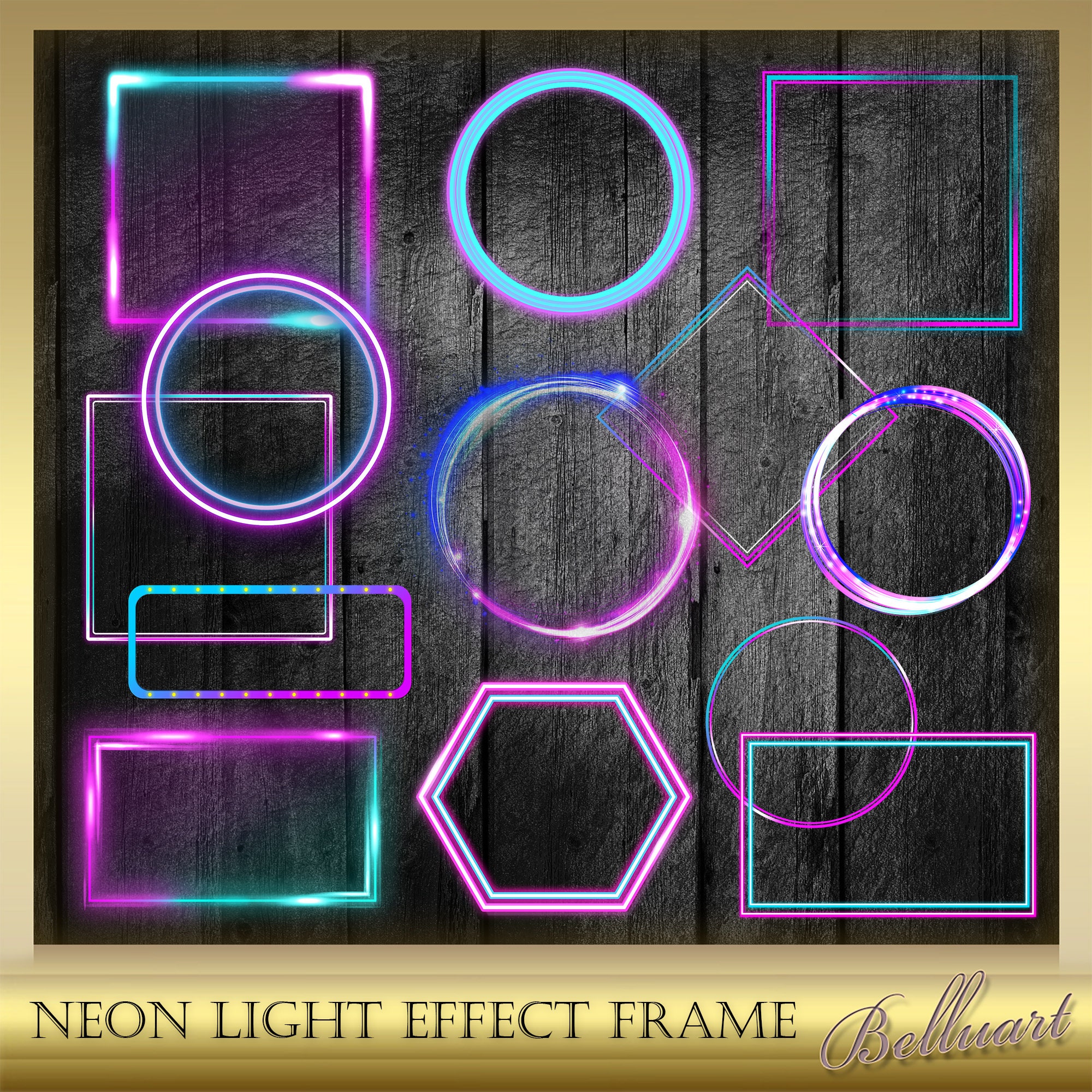 Neon Light Effect Frame Neon Frame Light Frame Neon - Etsy