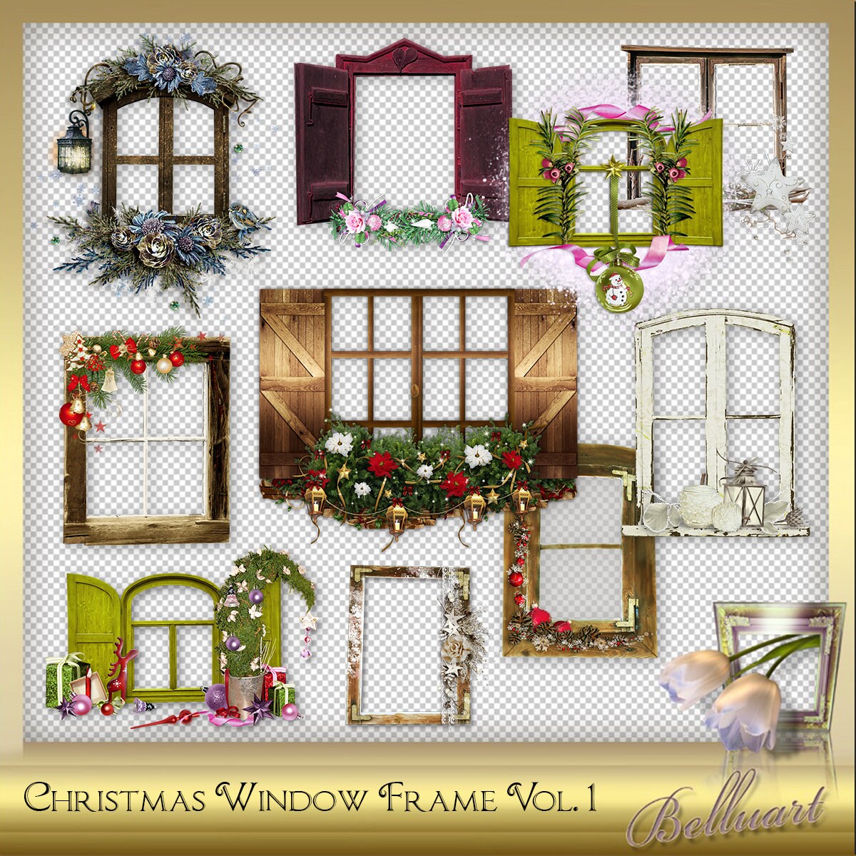 10 Christmas Window Frames Vol. 1 Window Photo Frame - Etsy
