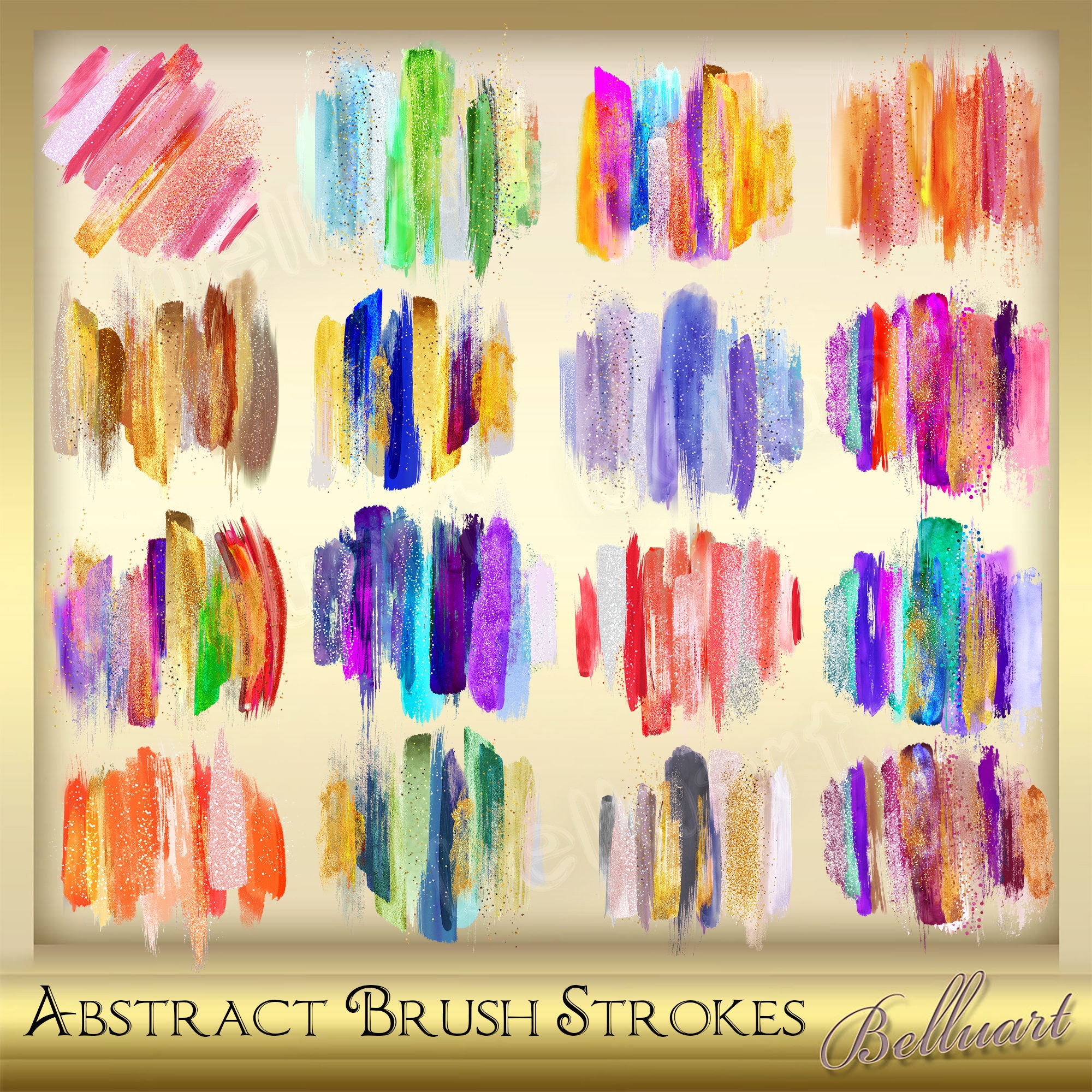 Pincel abstracto de color mixto pincel abstracto colorido | Etsy