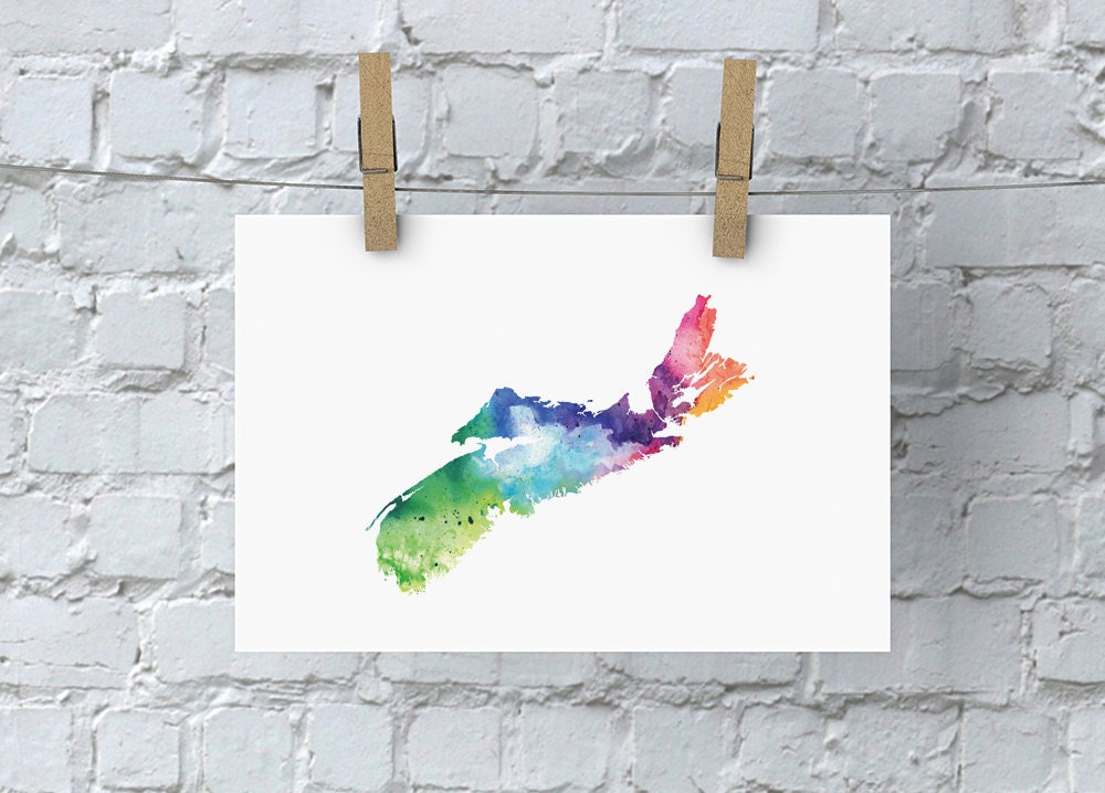 Nova Scotia Print Personalized Map Art Original Watercolor - Etsy Canada