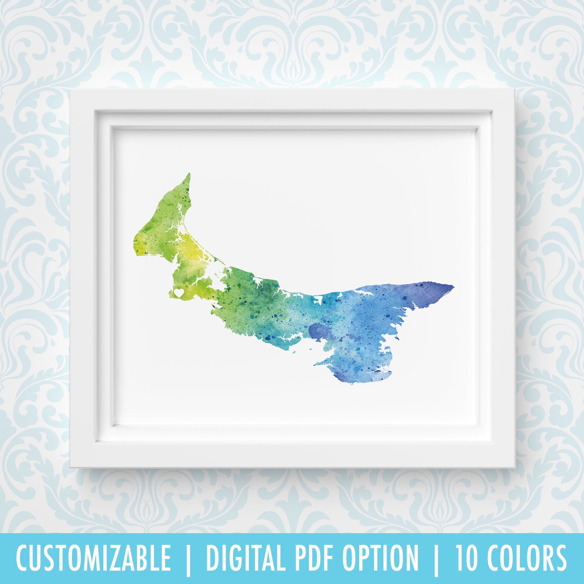 PEI Art Print, Prince Edward Island Map Art, Original Watercolor ...