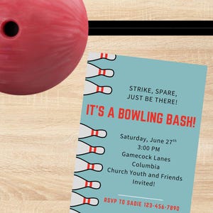 Bowling Bash Invitation|canva Template|editable Digital Download - Etsy
