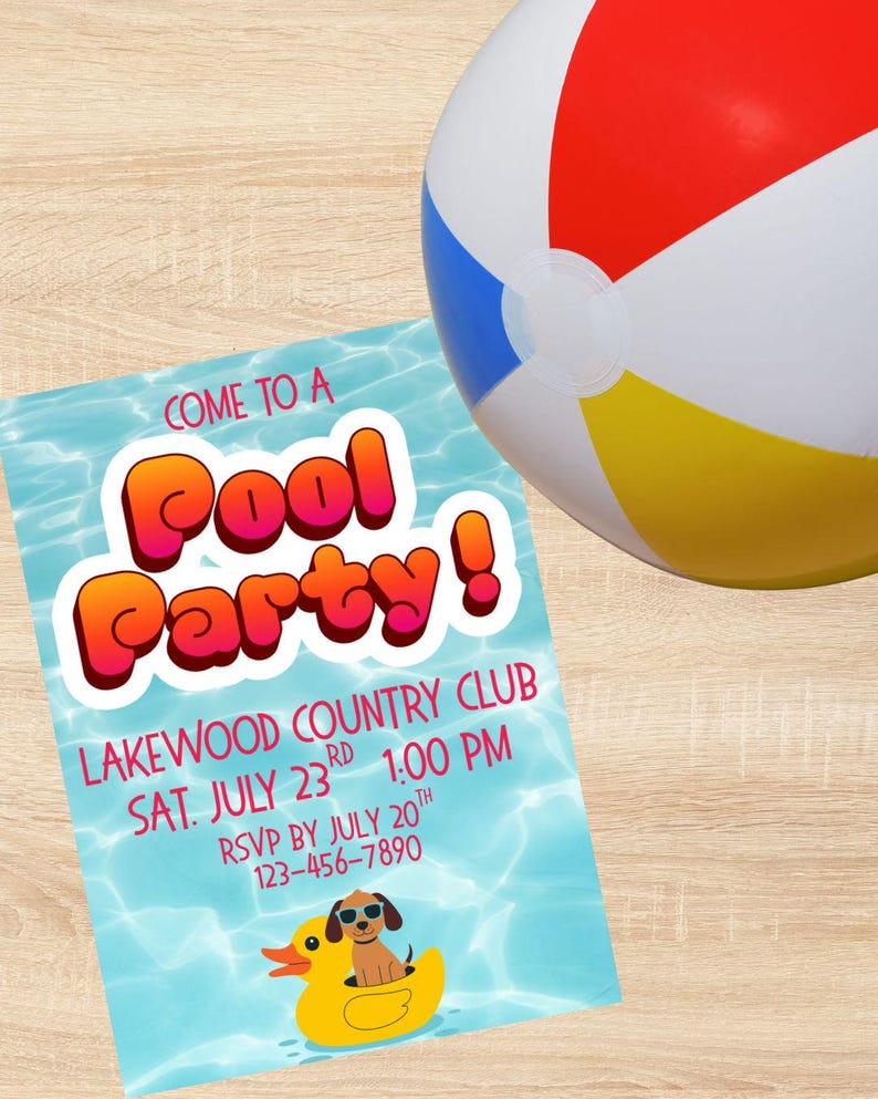 Pool Party Invitation|rubber Duck Fun|canva Template|editable Digital ...
