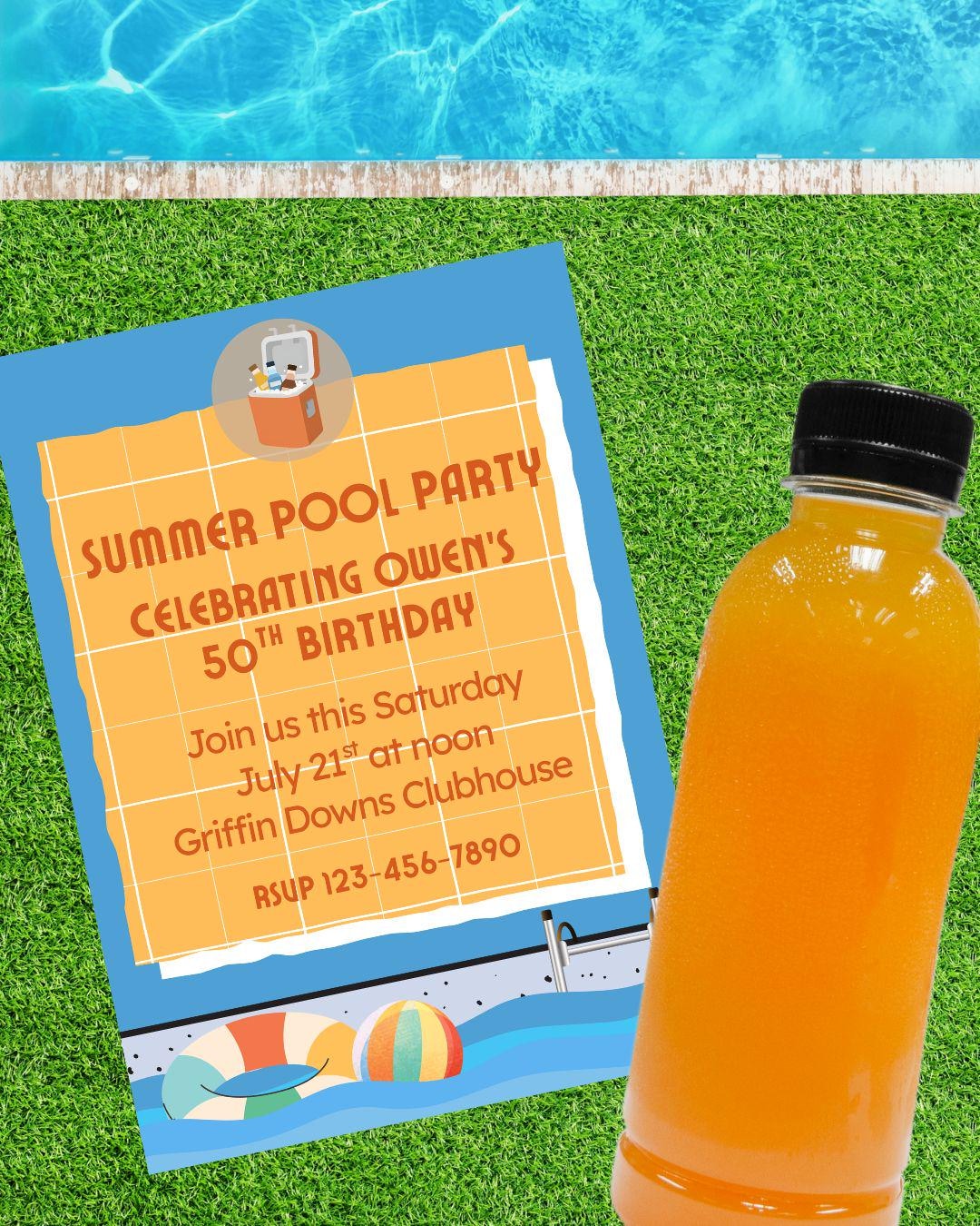 Retro Pool Party|canva Template|editable Digital Download - Etsy