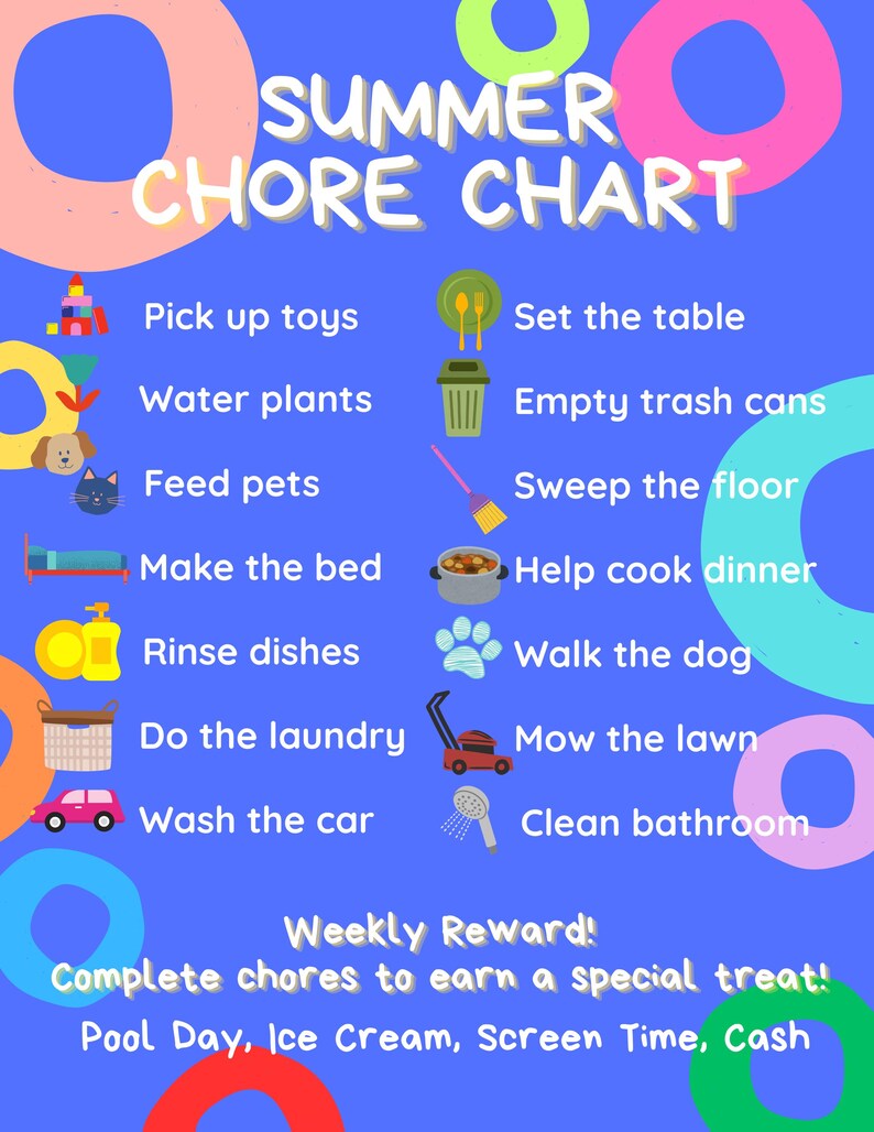 Chore Chart|canva Template|editable Digital Download - Etsy